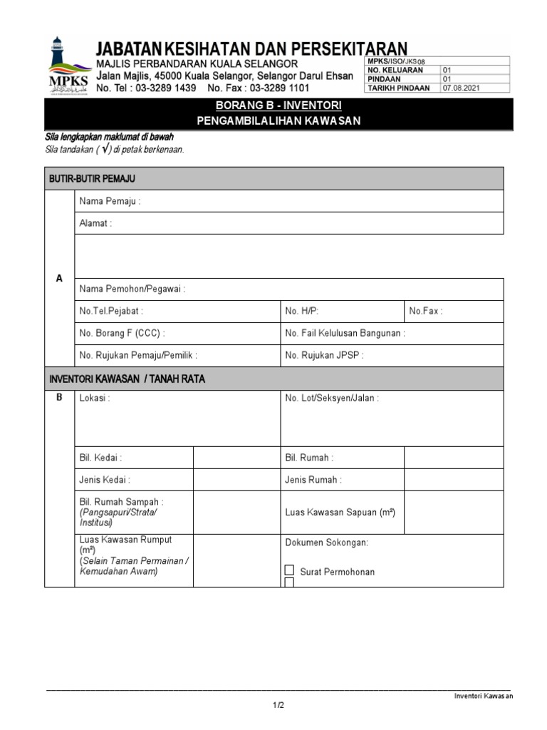 Borang B Jks (Inventori) | PDF