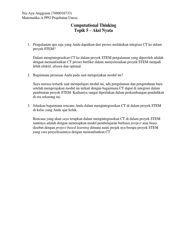 CT Topik 5 - Aksi Nyata | PDF