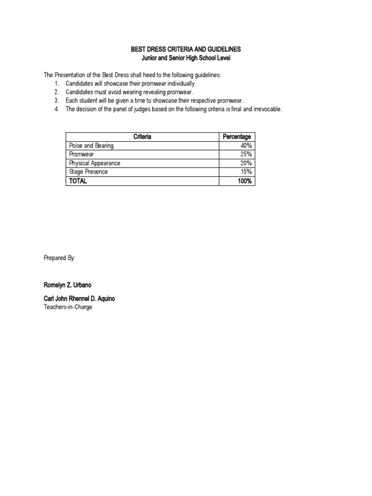 Best Dress Competition Guidelines | PDF