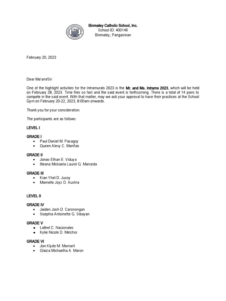 Mr. and Ms. Intrams | PDF