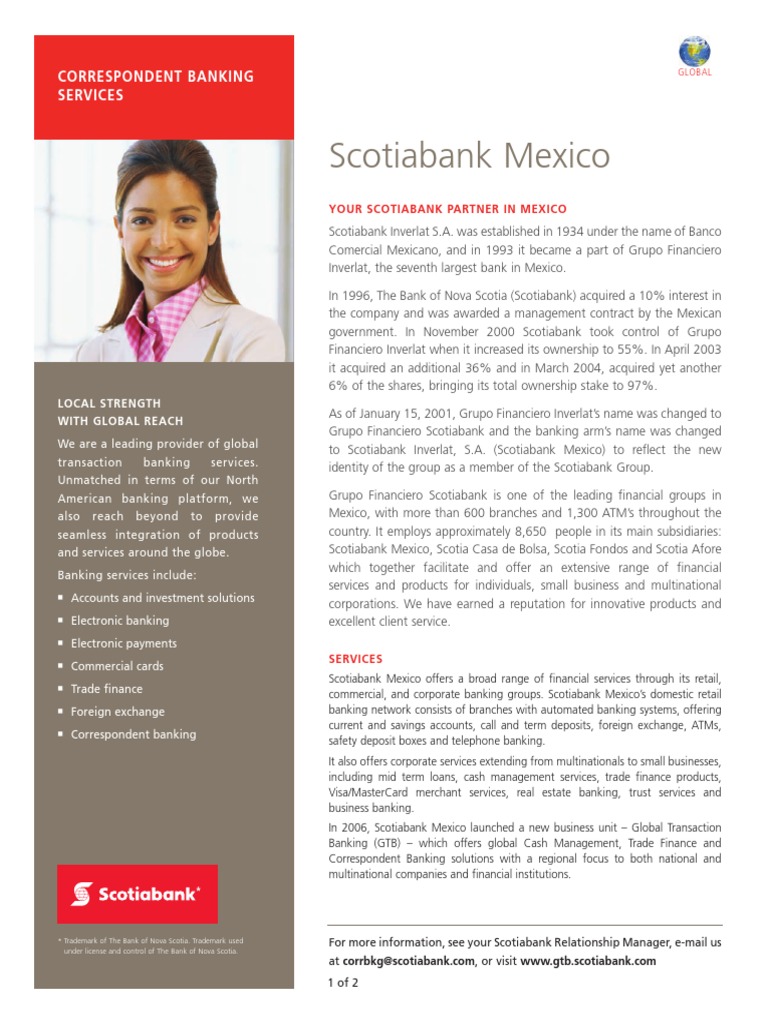 Scotiabank Mexico: Banking Services Overview | PDF | Banks | Credit Card