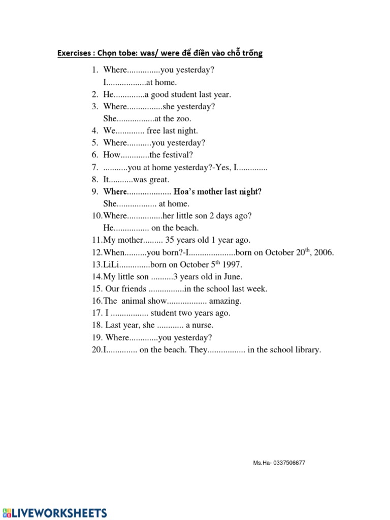 Exercise Was Were | PDF | Art