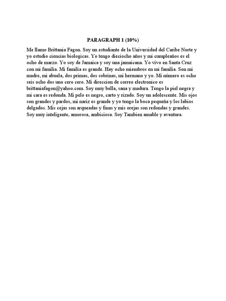 Spanish Paragraph 1 | PDF