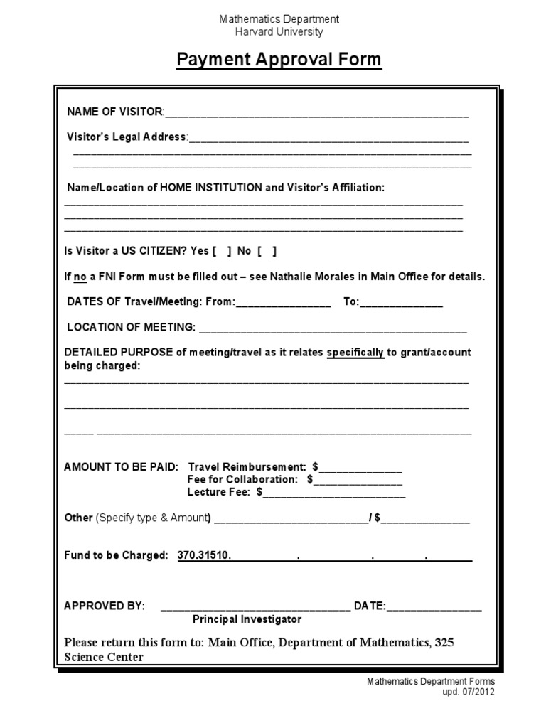 Sample Payment Approval Form | PDF