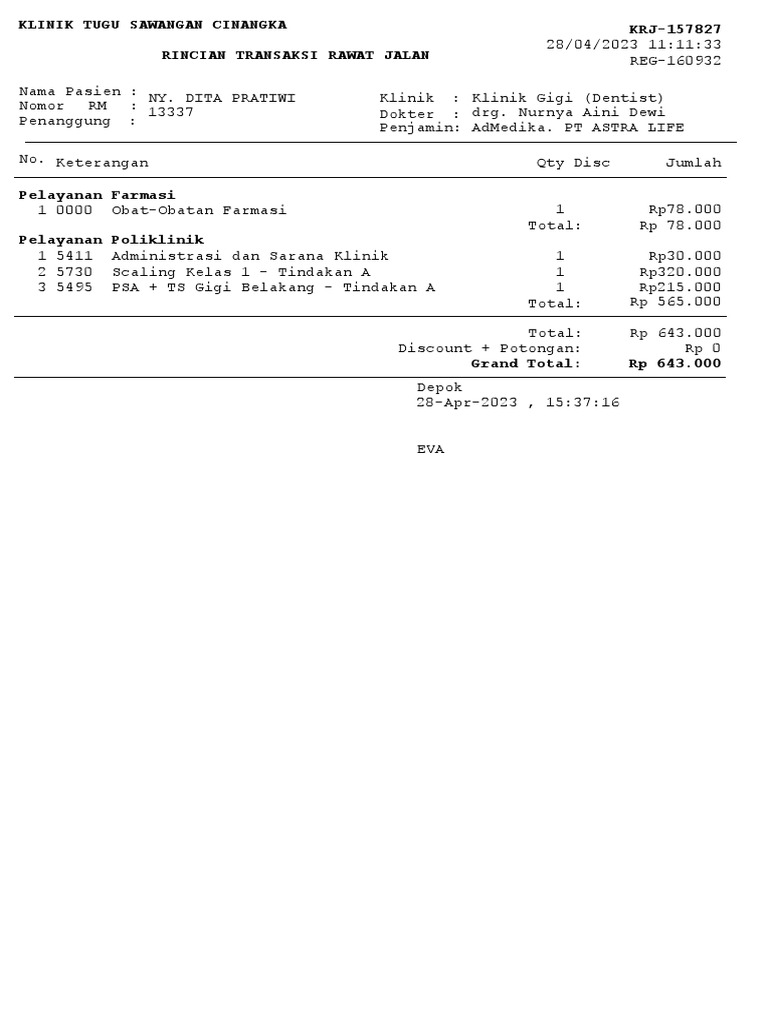 Rincian TRN RJkasir Reprint | PDF