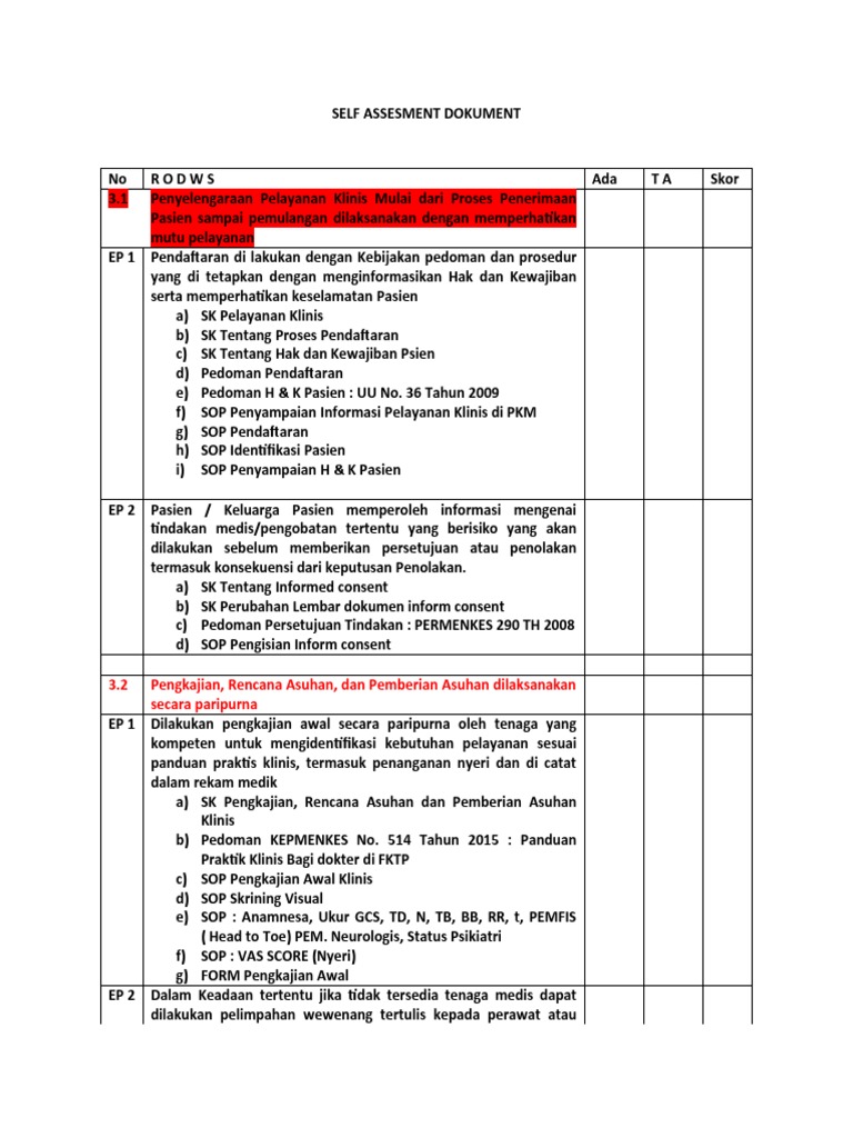 Self Assesment Dokument | PDF