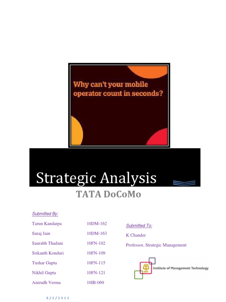 TATA DoCoMo ETOP, PESTEL, SAP, SWOT | PDF | 3 G | Mobile Phones