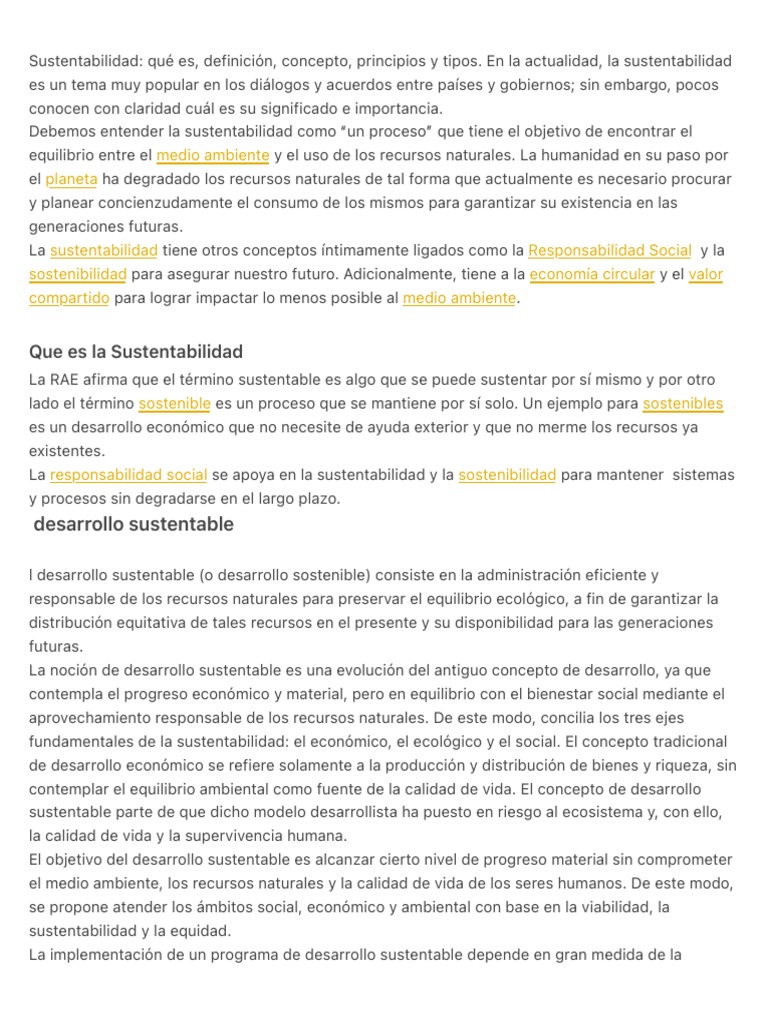 Sustentabilidad: Qué Es, Definición, Concepto, Principios y Tipos | PDF | Sustentabilidad ...