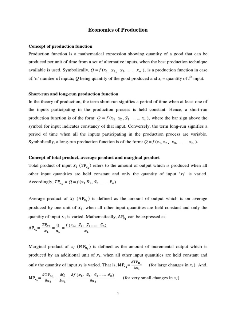 Economics of Production | PDF | Production Function | Long Run And ...
