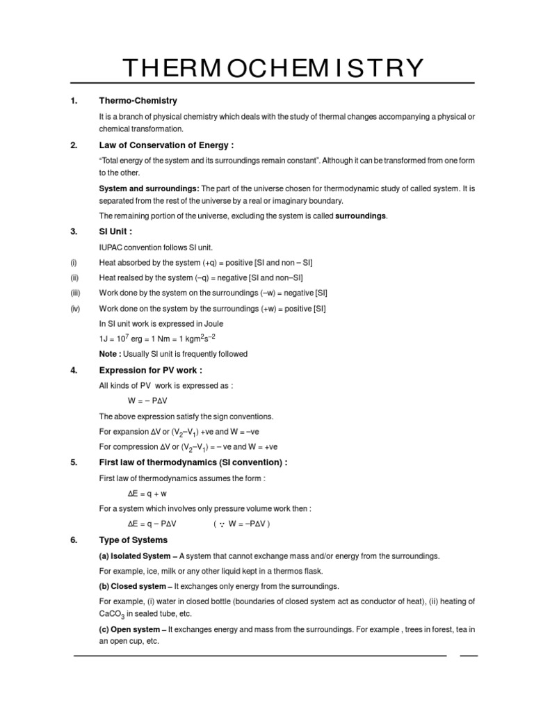 Thermo Chemistry-01-Theory | PDF | Entropy | Enthalpy