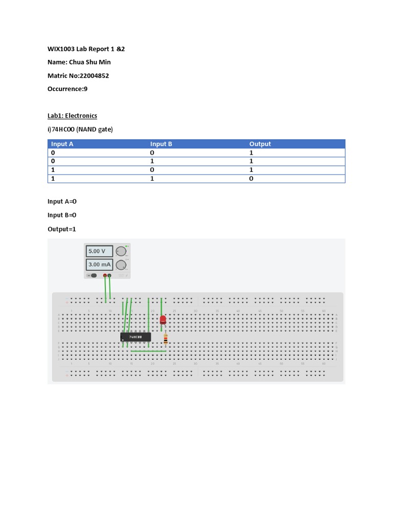 WIX1003 Lab Report 12 | PDF | Logic Gate | Theoretical Computer Science