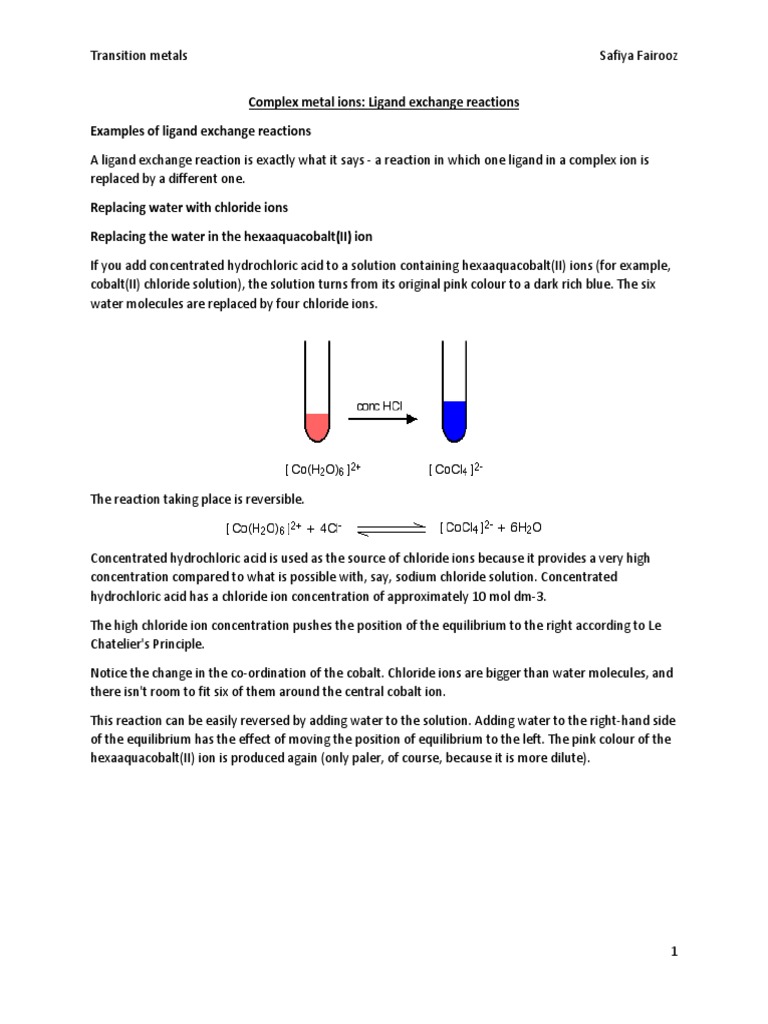 Complex Metal Ions - Ligand Exchange | PDF | Coordination Complex ...