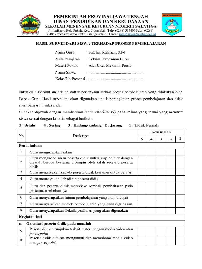6 Lembar Hasil Survey Siswa | PDF