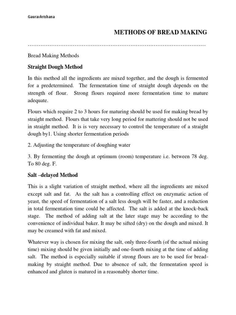 Methods of Bread Making | PDF | Breads | Fermentation