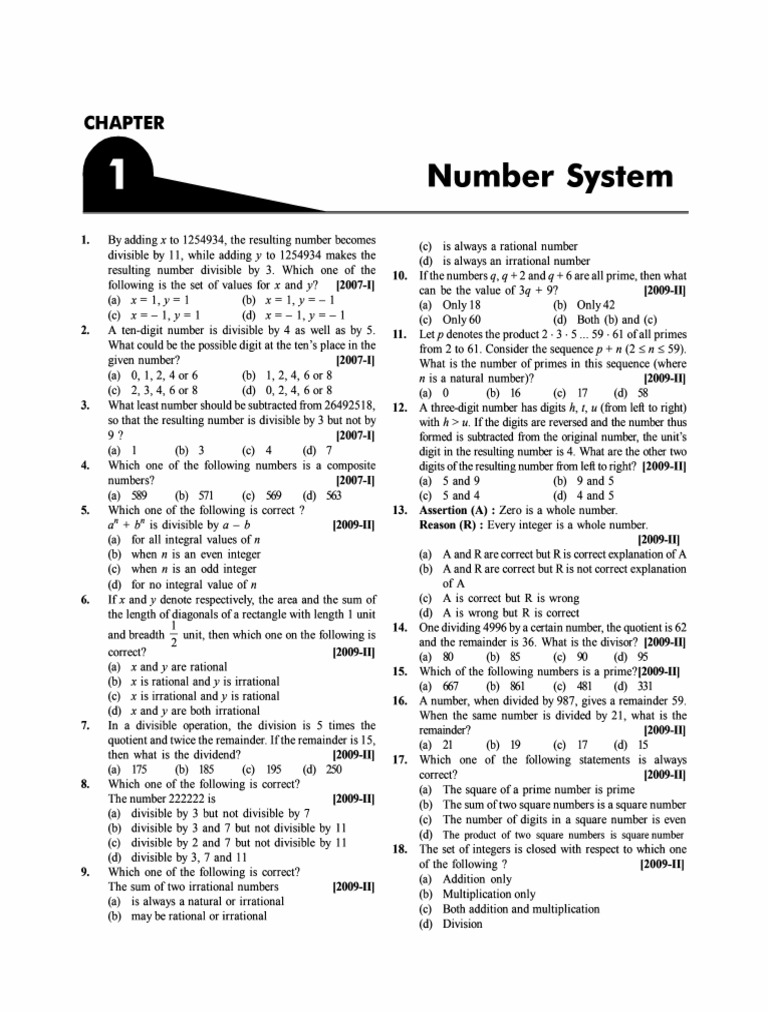 Cds Number System Pyq | PDF