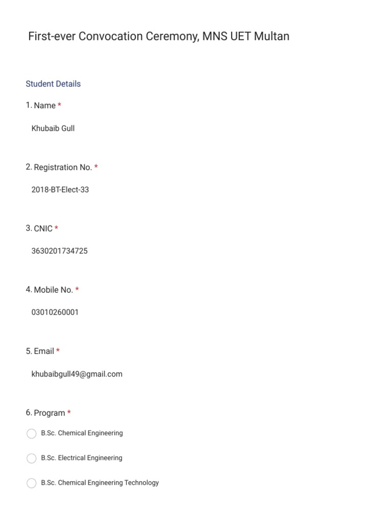 MNS UET Multan Convocation Details | PDF