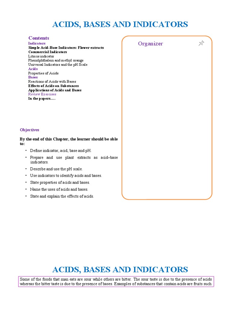 1.3 Acids, Bases and Indicators-1-1 | PDF | Acid | Ph