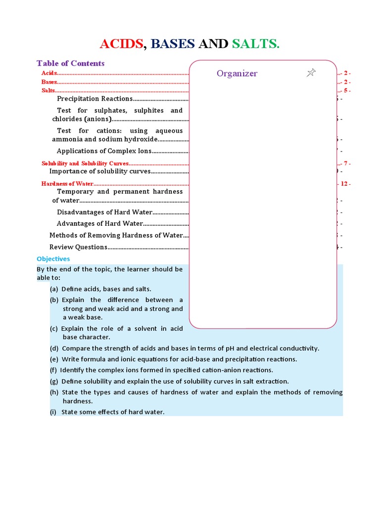 Understanding Acids, Bases, and Salts | PDF | Hydroxide | Solubility