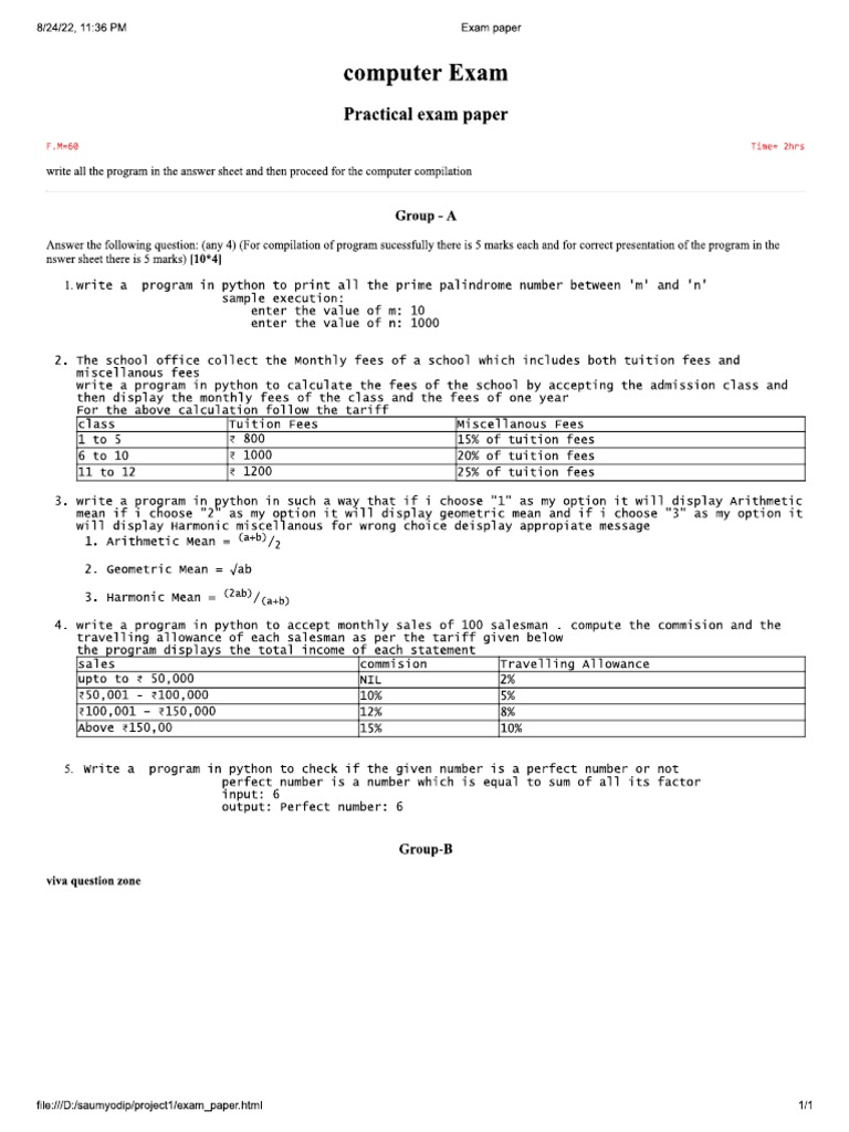 Computer Question Paper For Class 8 | PDF