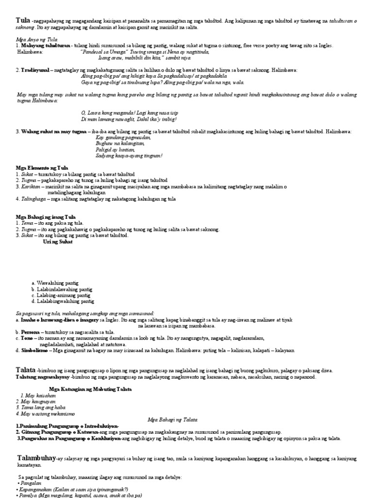 Tula, Talambuhay, Talata | PDF
