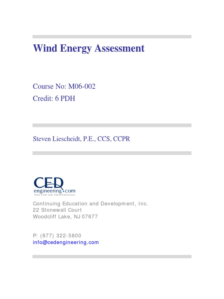 Wind Energy Assessment-R1 | PDF | Wound | Wind Power