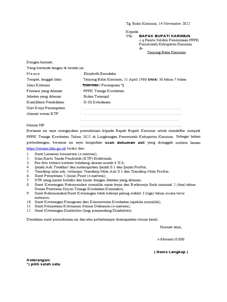 Contoh Format Surat Lamaran | PDF