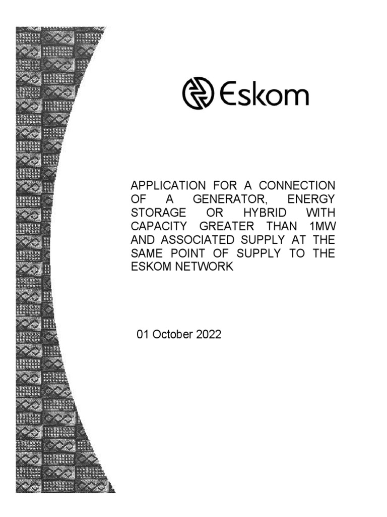 Eskom Generator Connection Application Form | PDF | Electrical Grid ...