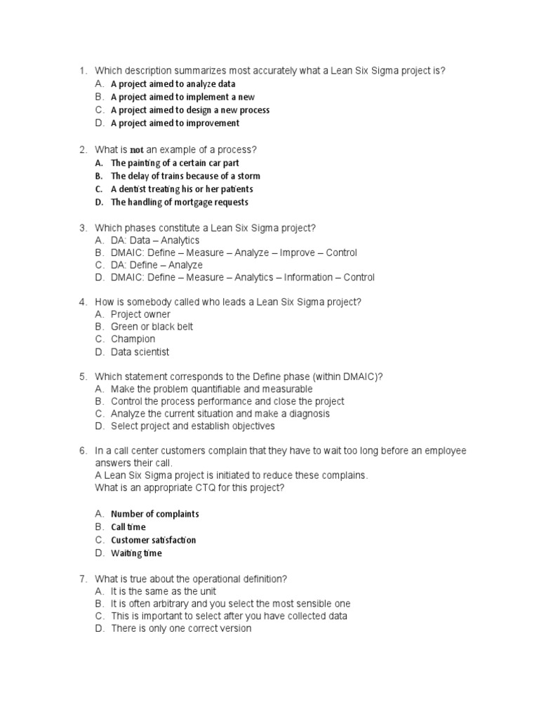 Which Description Summarizes Most Accurately What A Lean Six Sigma ...