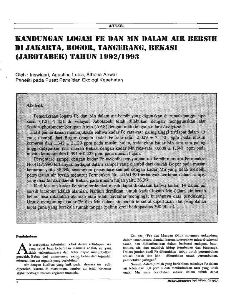 ID Kandungan Logam Fe Dan MN Dalam Air Bers | PDF