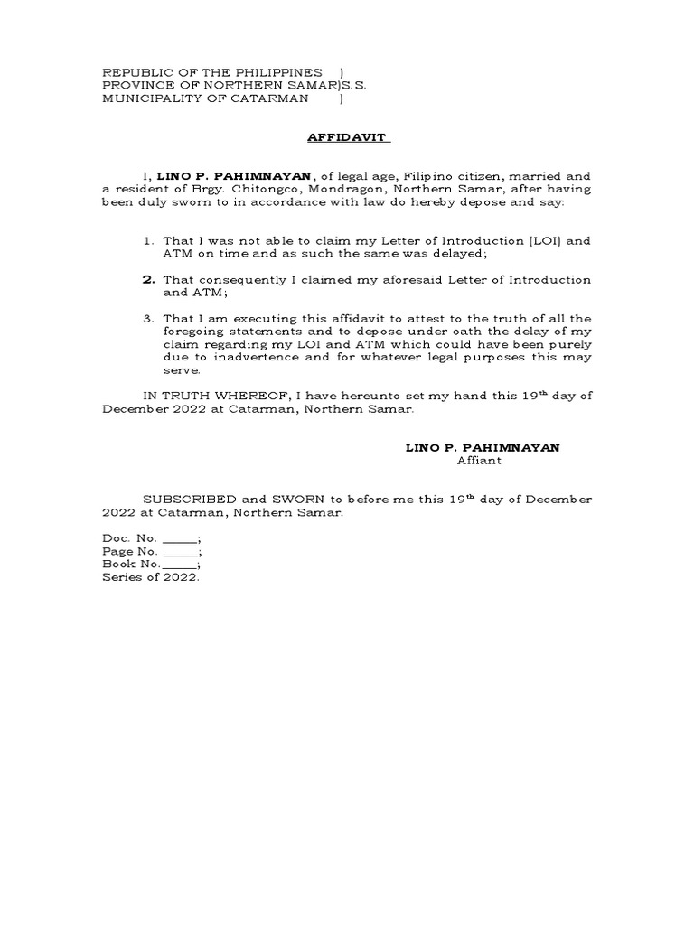Affidavit of Delay | PDF | Law