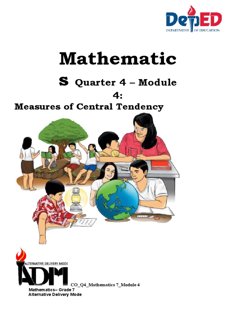 Mathematics7 Q4 Mod4 MeasuresOfCentralTendency v3 | PDF | Mode (Statistics) | Mean