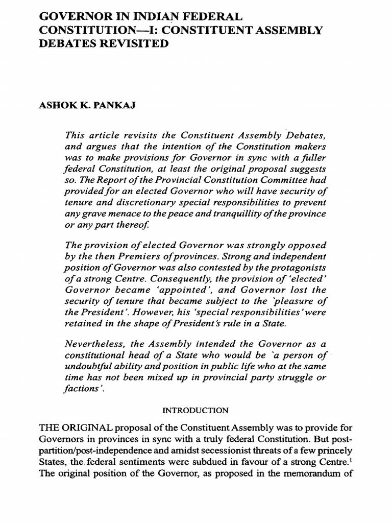 Constituent Assembly On Governor | PDF | Partition Of India | Supermajority