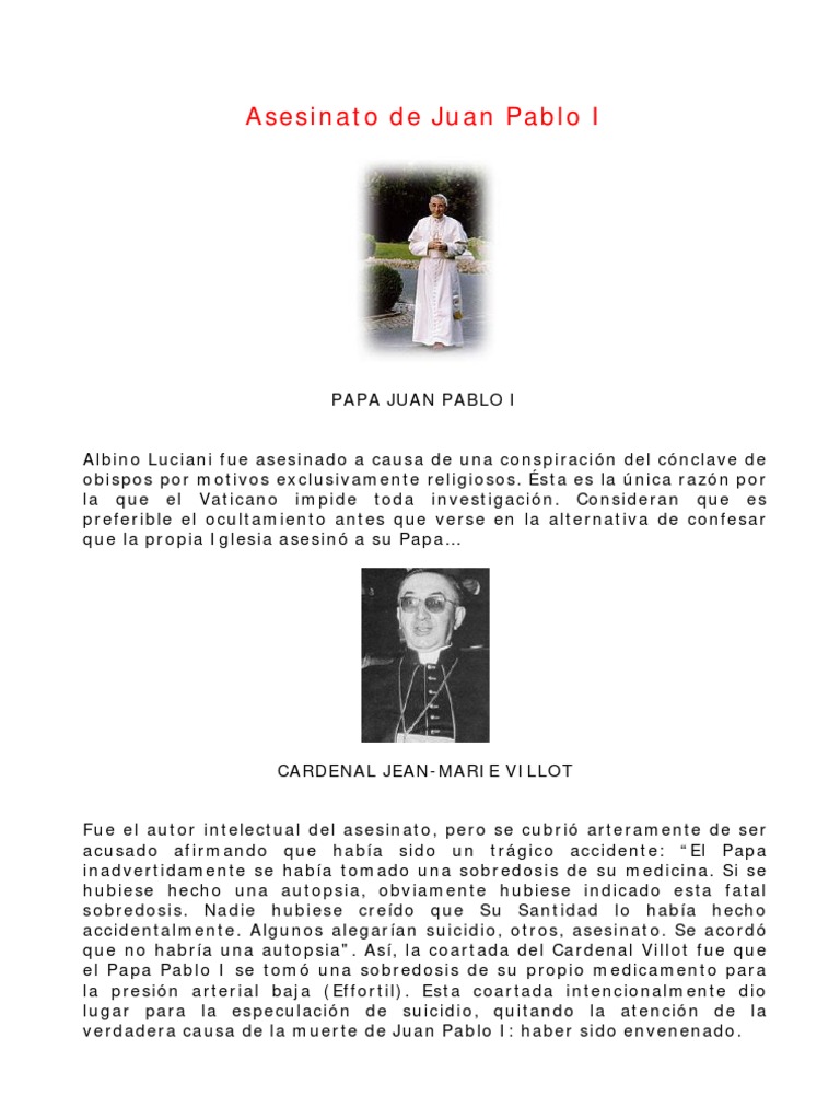 Asesinato de Juan Pablo I: Revelaciones | PDF