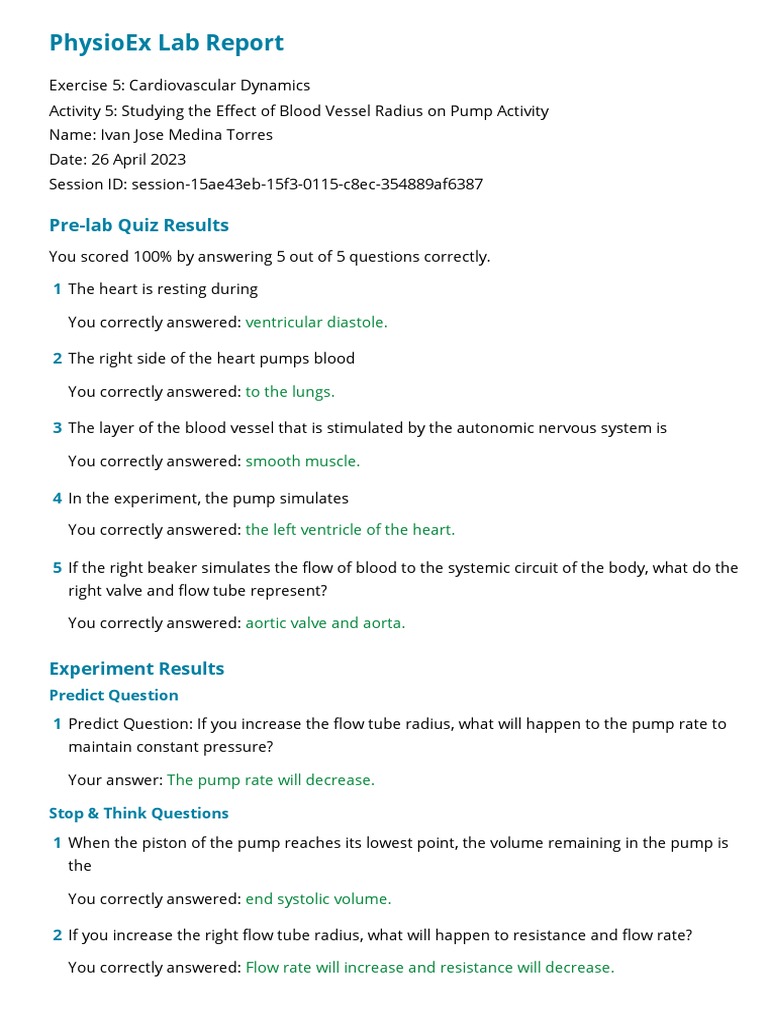 Physioex Exercise 5 Activity 5 Pdf Heart Valve Ventricle Heart