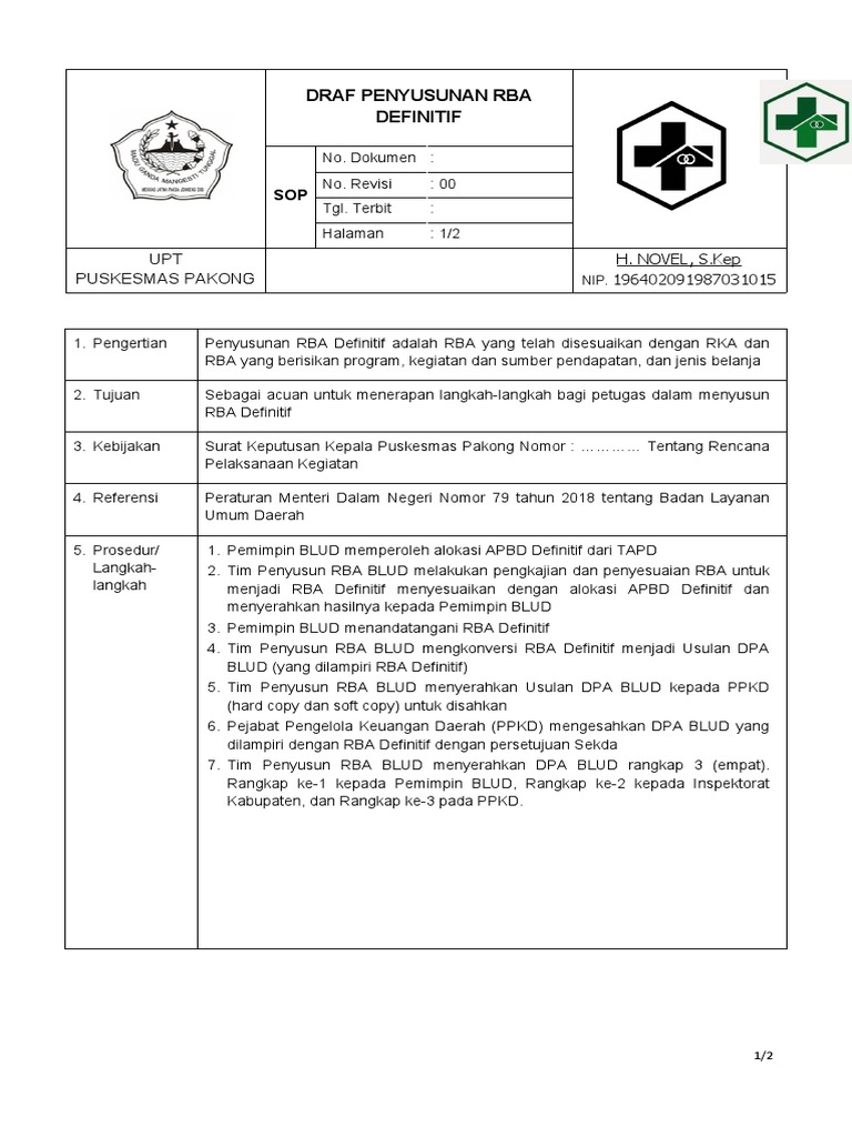 Sop Penyusunan Rba Definitif | PDF