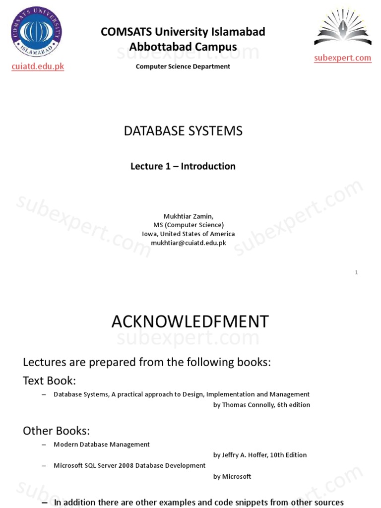 Lecture 1 Introduction | PDF | Databases | Relational Model