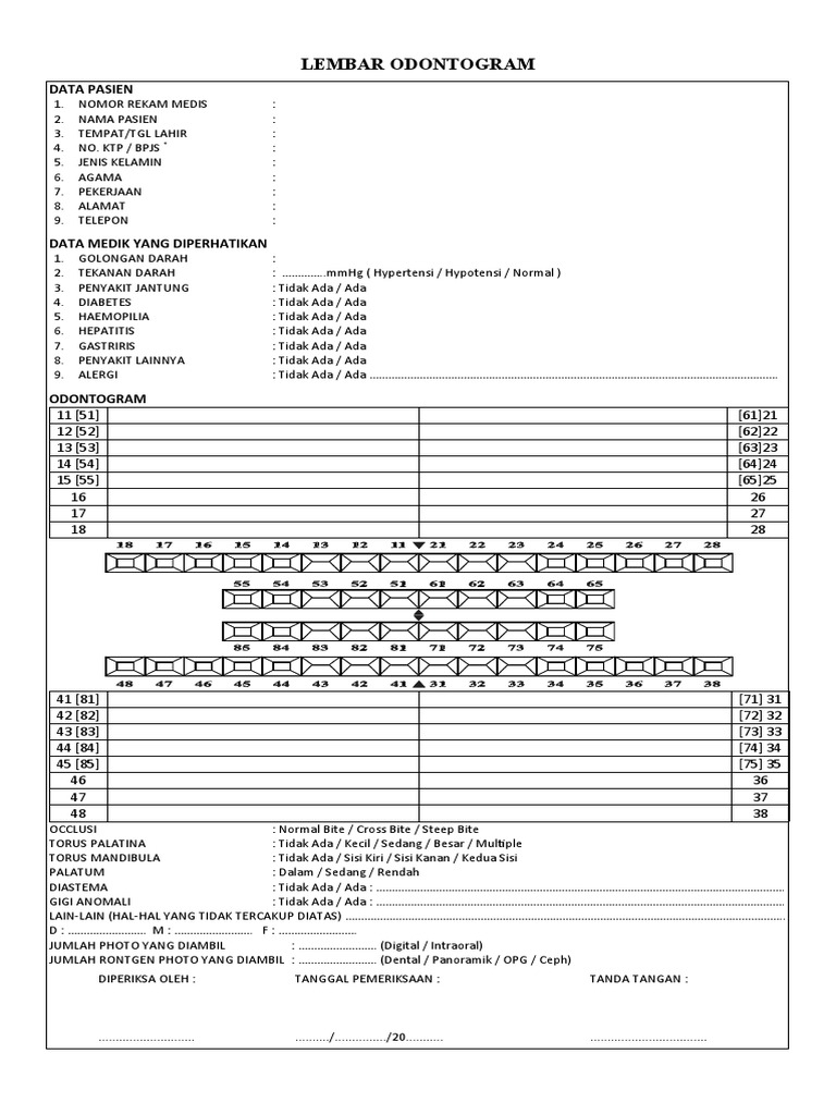 Data Pasien dan Odontogram | PDF