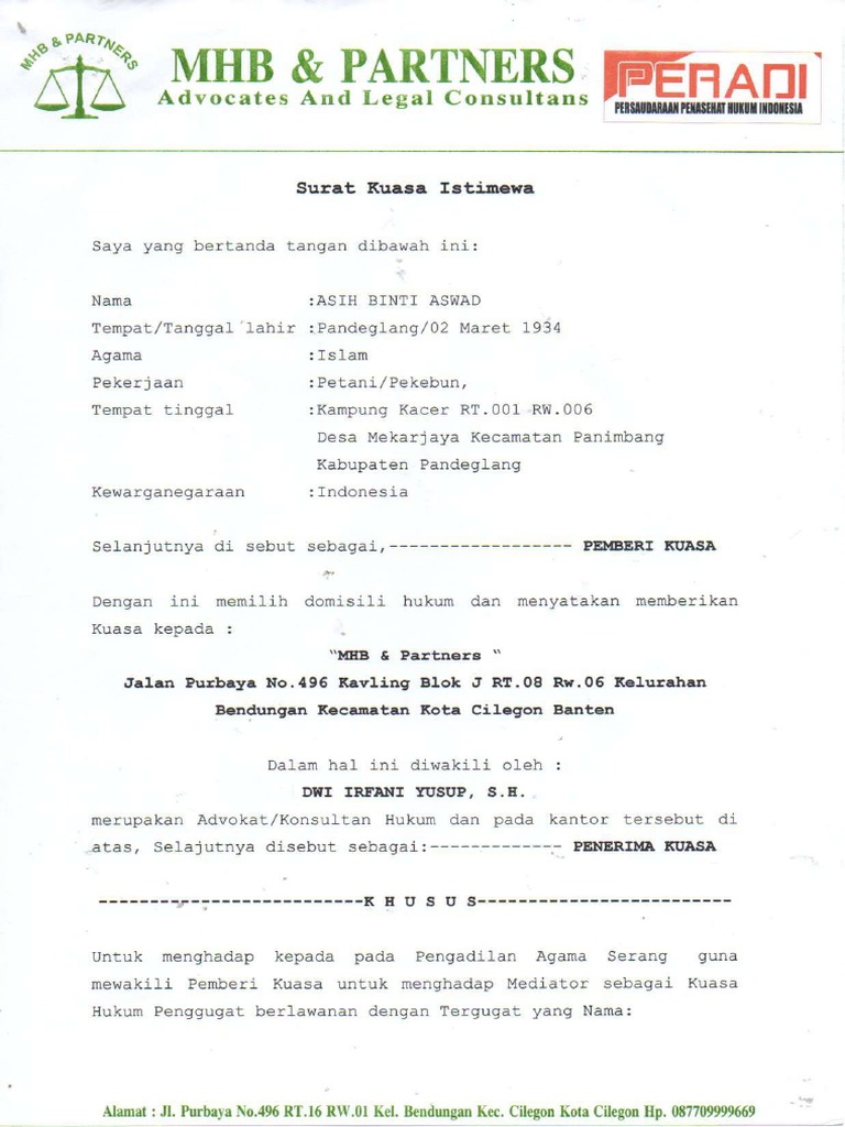 Surat Kuasa Istimewa | PDF