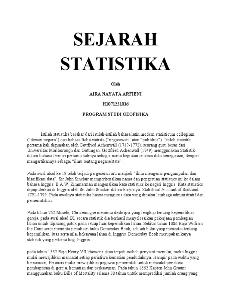 Sejarah Statistika | PDF