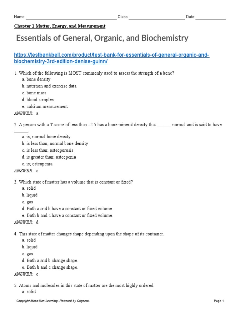 Essentials of General Organic and Biochemistry 3rd Edition | PDF ...