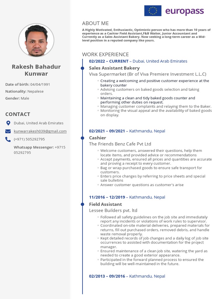 Europass CV of Rakesh Bahadur Kunwar | PDF | Nepal