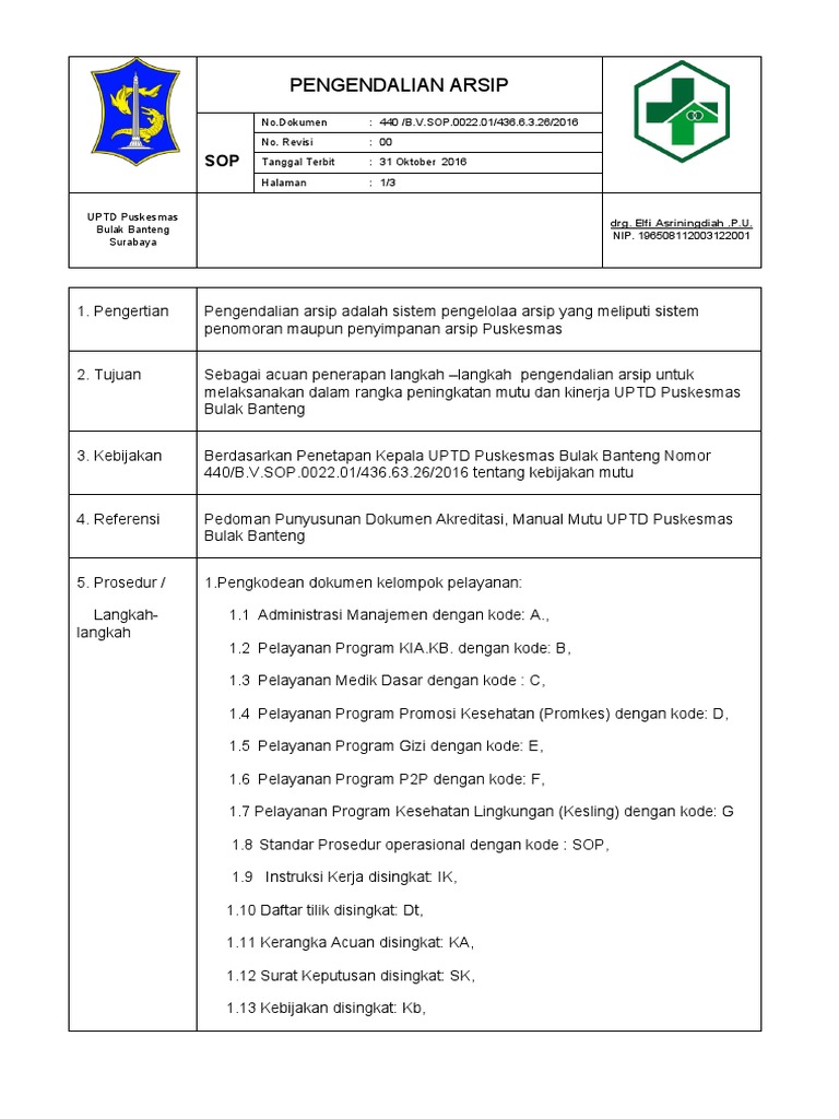 5.5.1.4 Sop Pengendalian Arsip | PDF