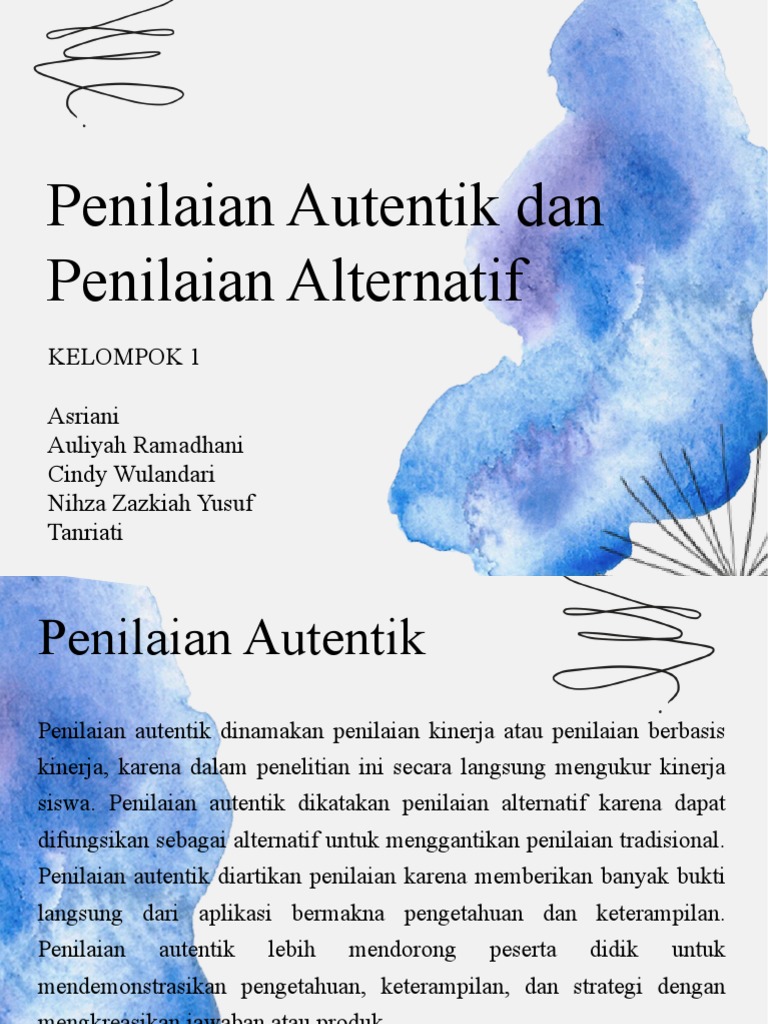 Penilaian Autentik dan Alternatif dalam Pembelajaran | PDF | Karier ...