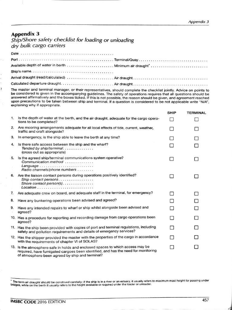 Ship Shore Safety Checklist | PDF Ship Shore Safety Checklist | PDF