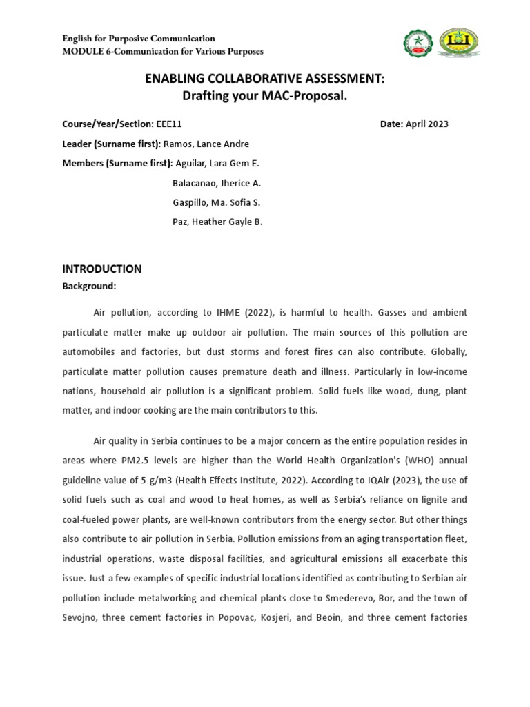 Module 6-Enabling Assessment Answer Sheet | PDF | Air Pollution ...