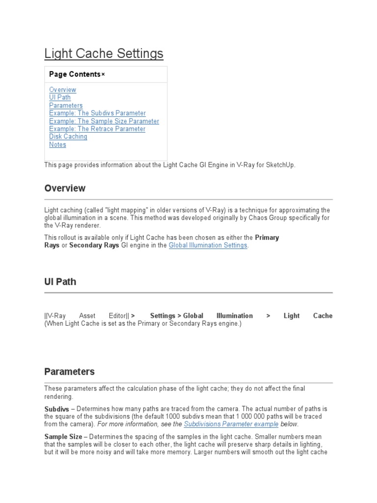 Light Cache Settings | PDF | Rendering (Computer Graphics) | Cache (Computing)