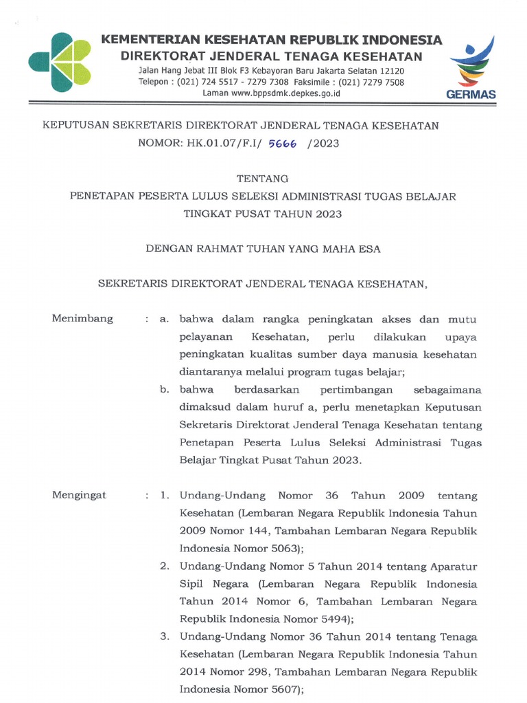 SK Kelulusan Administrasi Pusat Dengan Lampiran (Stempel) | PDF