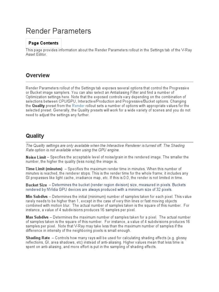 Render Parameters | PDF | Rendering (Computer Graphics) | Texture Mapping