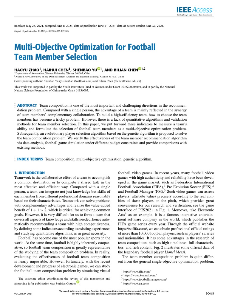 Multi-Objective Optimization For Football Team Member Selection | PDF ...