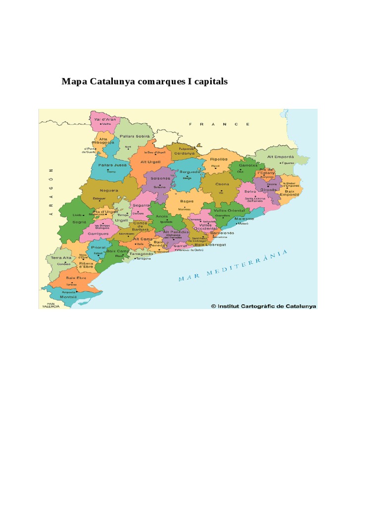 Mapa Amb Comarques I Capitals Catalunya | PDF